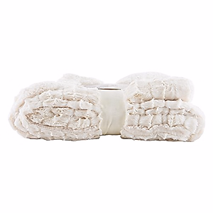 long rich Longrich Embossed Faux-Fur Reversible Sherpa, Ivory throw blanket 50 in X 60 in