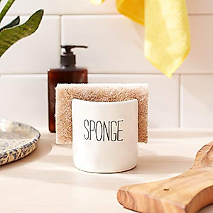 Mud Pie Kitchen Dish Sponge Holder Caddy, Off White