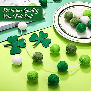 3 Pieces St. Patrick's Day Felt Balls Garland with Lucky Shamrock Garland Banner St Patrick Garland St. Patrick's Day Decorations for Irish Wall Hanging Decorations