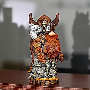 Outdoor Decoration Viking Norse Dwarf Gnome war gnome Sculpture Gnome Warrior Sculpture Medieval Guard Garden gnome Statue Garden