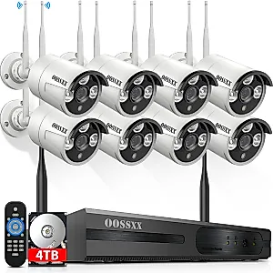 {Dual Antennas for WiFi Enhanced & 60 Days Storage} AI Human Detected 2K 3.0MP Wireless Security Camera System,OOSSXX 8 Channel NVR HD Outdoor Home Surveillance WiFi Cameras Systems with 4TB HDD
