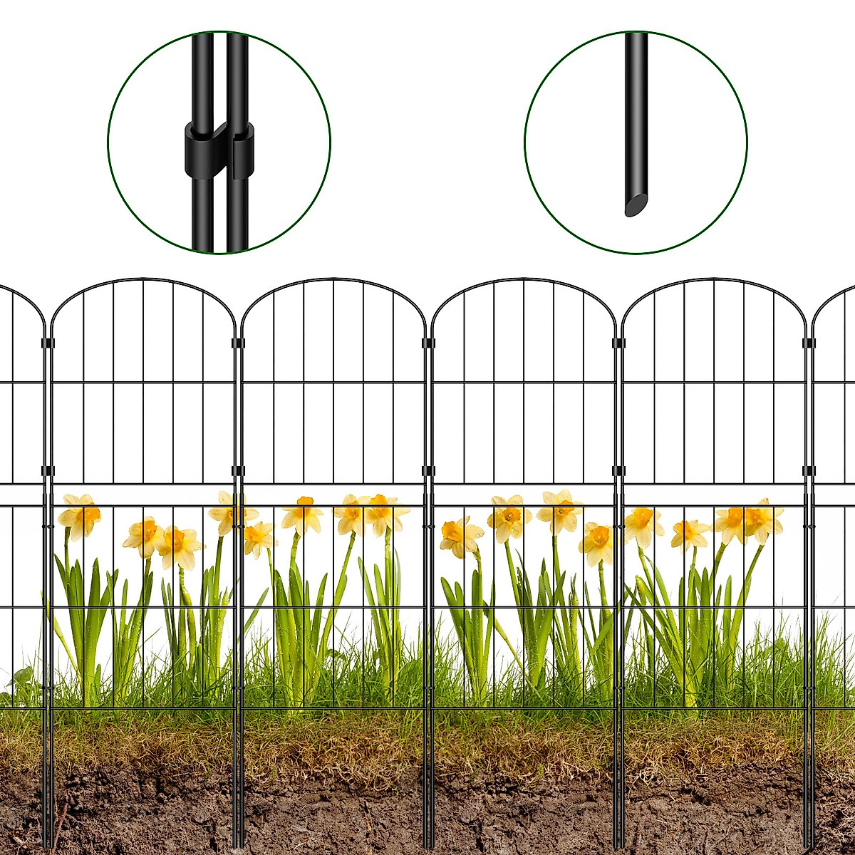 PINPON Decorative Garden Fence 10 Panels 37.5in (H) x 10.4ft (L) Border Animal Barrier, Rustproof Metal Wire Landscape Wire Edge Flower Bed Fencing for Patio Yard Outdoor Decor, Arched