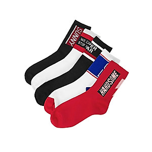 OYOANGLE Men's 5 Pairs Men Letter Graphic Crew Socks Casual Sports Socks Multicolor one-size