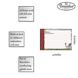 Brownlow Gifts Recipe Cards, Barnyard Rooster, Multicolor 36-Count