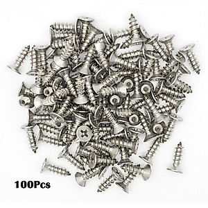 5 x 16mm Screw, Flat Head, Phillips Drive, Self Drilling, 304 Stainless Steel Drywall Wood Screws 100Pcs