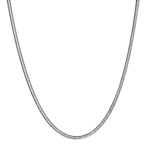 BORUO 925 Sterling Silver Snake Chain Necklace, 1mm Solid Italian Nickel-Free Chain Lobster Claw Clasp 14 Inch