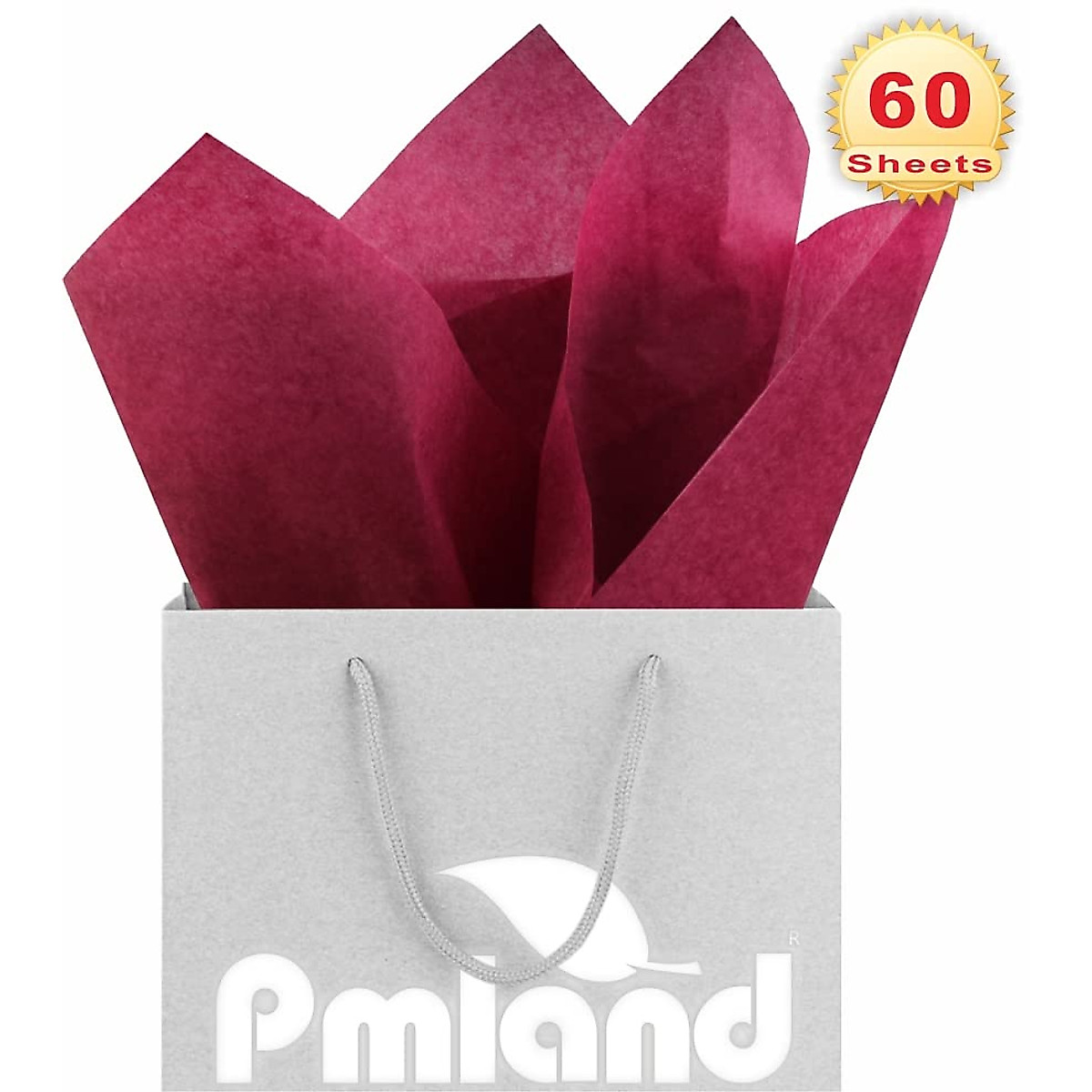 PMLAND Premium Quality Gift Wrapping Paper - Burgundy Color - 20 Inches x 26 Inches 60 Sheets