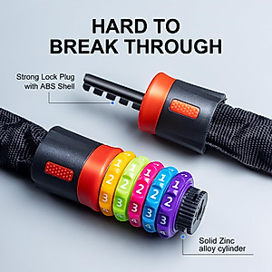 Hydsto Rainbow Bike Lock Combination - 5-Digit Resettable Scooter Lock - 3.2 FT Heavy-Duty Anti-Theft Lock for Bicycle, Motorcycle, Electric Scooter, Gate, Fence