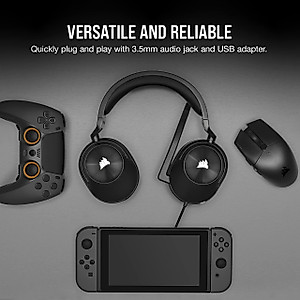 Corsair HS55 Surround Gaming Headset (Leatherette Memory Foam Ear Pads, Dolby Audio 7.1 Surround Sound on PC and Mac, Lightweight, Omni-Directional Microphone, Multi-Platform Compatibility) Carbon