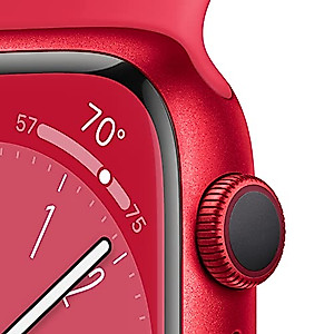 Apple Watch Series 8 [GPS 41mm] Smart Watch w/ (Product) RED Aluminum Case with (Product) RED Sport Band - M/L. Fitness Tracker, Blood Oxygen & ECG Apps, Always-On Retina Display, Water Resistant