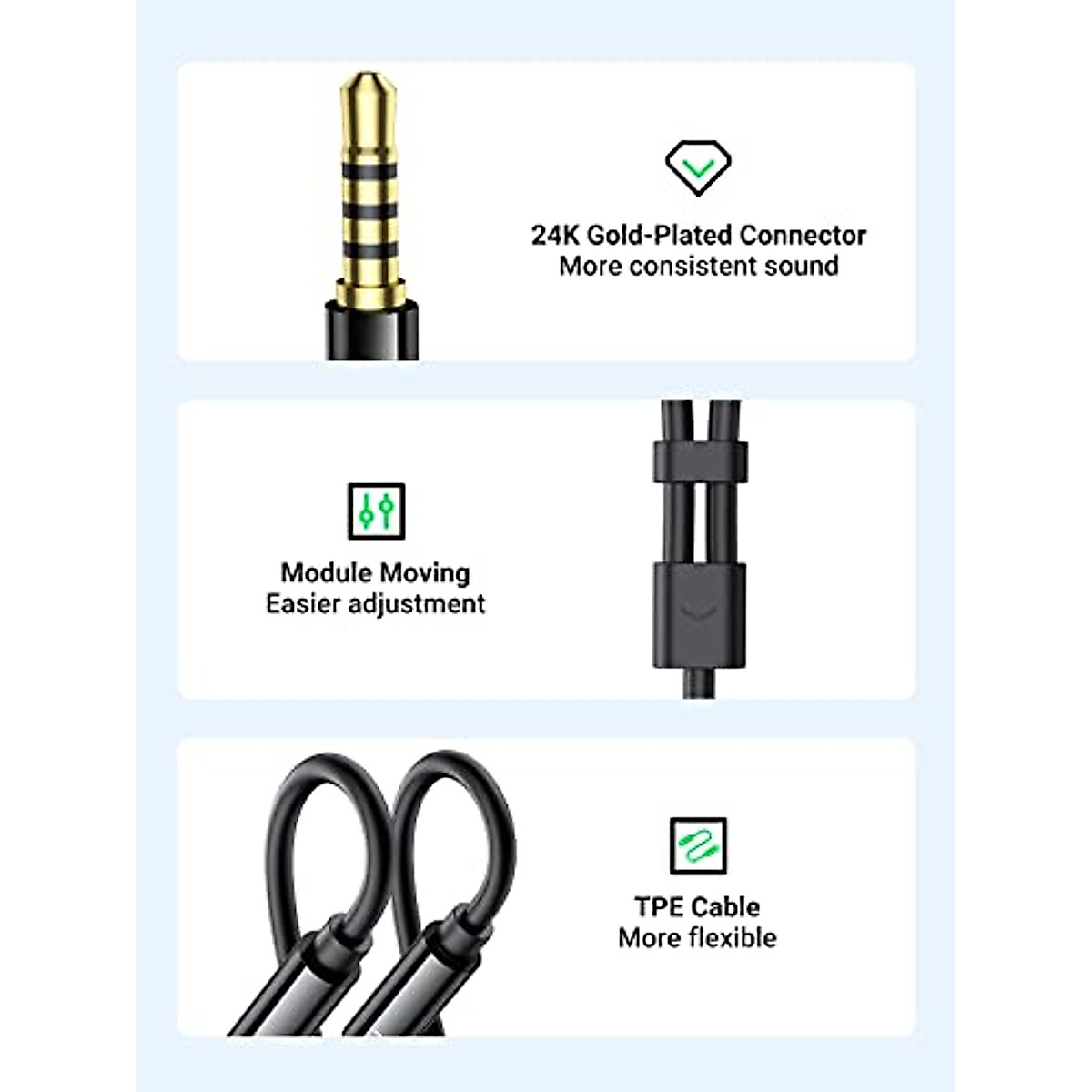 UGREEN Headphone Splitter 3.5mm 4 Pole TRRS Audio Splitter Mic Y Headset Splitter Stereo Separate Jack Compatible with PS4 Xbox Laptop Phone PC Gaming Headset Black