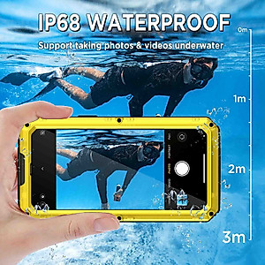 Beasyjoy for iPhone 14 Pro Max Waterproof Case, Metal Heavy Duty Case with Built-in Screen Protector, Full Body Protective Military Grade Shockproof Dustproof Defender Rugged Case 6.7 Inch, Yellow