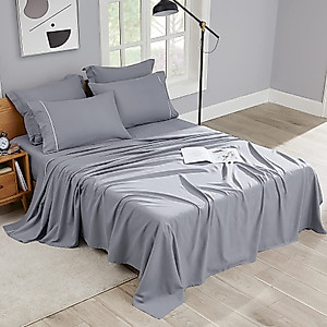 Bedsure Satin Sheets - Grey Satin Sheets Queen Size for Hair and Skin, Gifts for Women