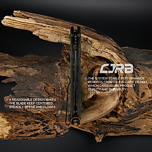 CJRB Pyrite-Alt (J1925A) Folding Pocket Knife with 3.11'' Black PVD AR-RPM9 Wharncliffe Blade Dark Green Micarta Handle,Button Lock EDC Knife with Thumb Hole for Tactical,Outdoor,Hiking and Gift