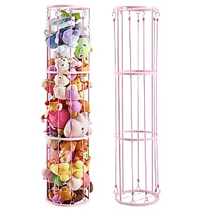 YEXEXINM Metal Stuffed Animal Zoo Storage Holder Standing, Simple Installation, Durable Soft Toy Storage Organizer Shelves Basket, Suitable for Bedroom Nursery Play Room Decor