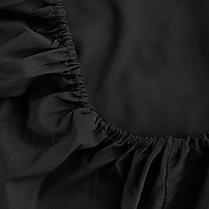 Sfoothome Black Fitted Sheet, 14 Inch Pocket Deep, Microfiber Sheets, Queen Size