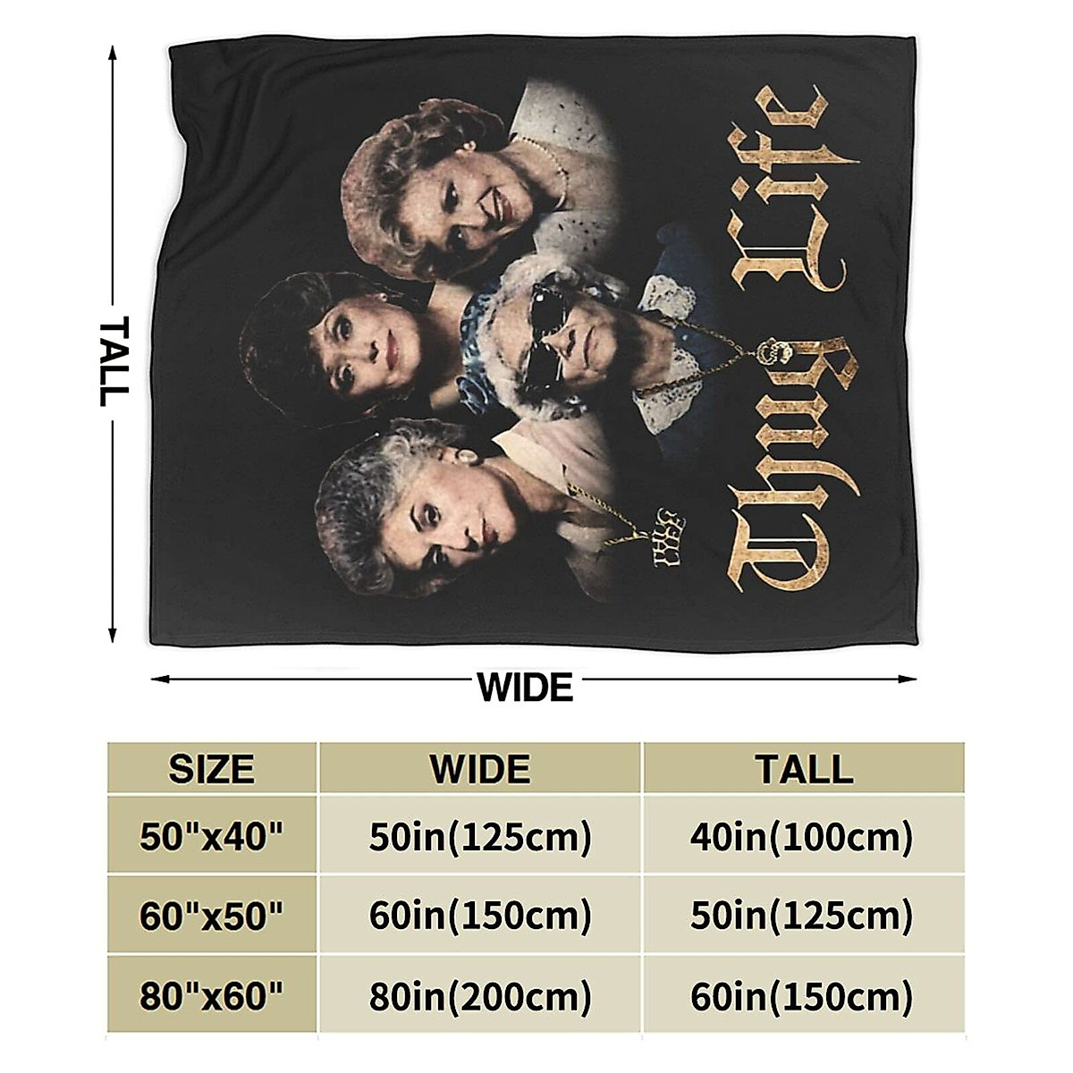 Golden Girls Fleece Throw Blanket for Couch, Soft, Plush, Fluffy, Warm, Microfiber, Lightweight, Cozy – Perfect for Bed, Sofa