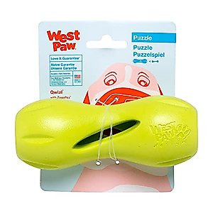 West Paw Zogoflex Qwizl Dog Puzzle Treat Toy – Interactive Chew Toy for Dogs – Dispenses Pet Treats – Brightly-Colored Dog Enrichment Toy for Aggressive Chewers, Fetch, Catch, Small 5.5", Granny Smith
