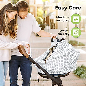 Car Seat Cover for Babies - Baby Car Seat Canopy for Spring, Autumn, Winter - Universal Stretch Fit Car Seat Covers for Babies, Boys, Girls - Breastfeeding Nursing Cover - Infant Carseat Cover (Kite)