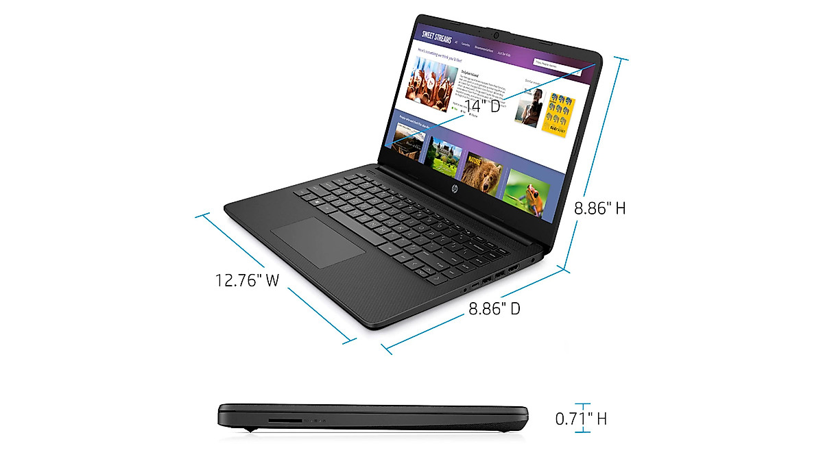 HP Stream 14-inch HD Laptop, Intel Celeron N4020 Dual-Core Processor ...