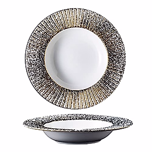 KOWMcp Dinner Plates Creative Straw Hat Shaped Ceramic Plate Noodle Soup Plate Home Dining Room Decorative Tableware Tray Dinner Plate