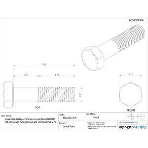 Class 8.8 Steel Cap Screw, Plain Finish, Hex Head, External Hex Drive, Meets DIN 931/ISO 898, 40mm Length, Partially Threaded, M10-1.5 Metric Coarse Threads (Pack of 25)