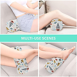 Vnurnrn Space Rockets Neck Support Pillow Round Neck Roll Bolster Cylinder Pillow Cervical Pillows Shoulder Pillow for Leg Knee Back Head Support for Study Work Men Women