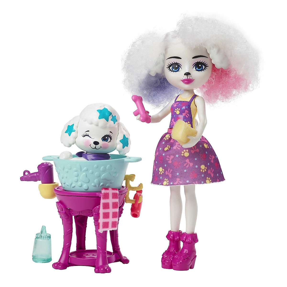 Mattel Enchantimals Poodle Doo Beauty Playset with Small Doll, 15+ Accessories & 2 Dog Figures with Color-Change, City TailsToy Collection