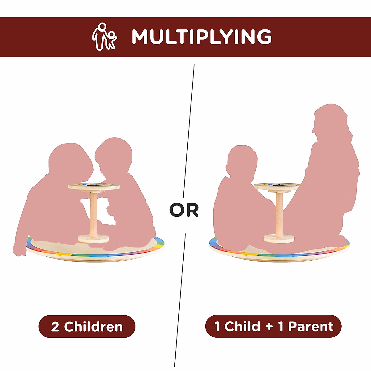 Monläurd® Wooden Sit And Spin, 24 Inch Large Sit And Spin Toy, Sit N Spin, Montessori Spinner Seat, Spinning Chair, For Toddlers & Adults