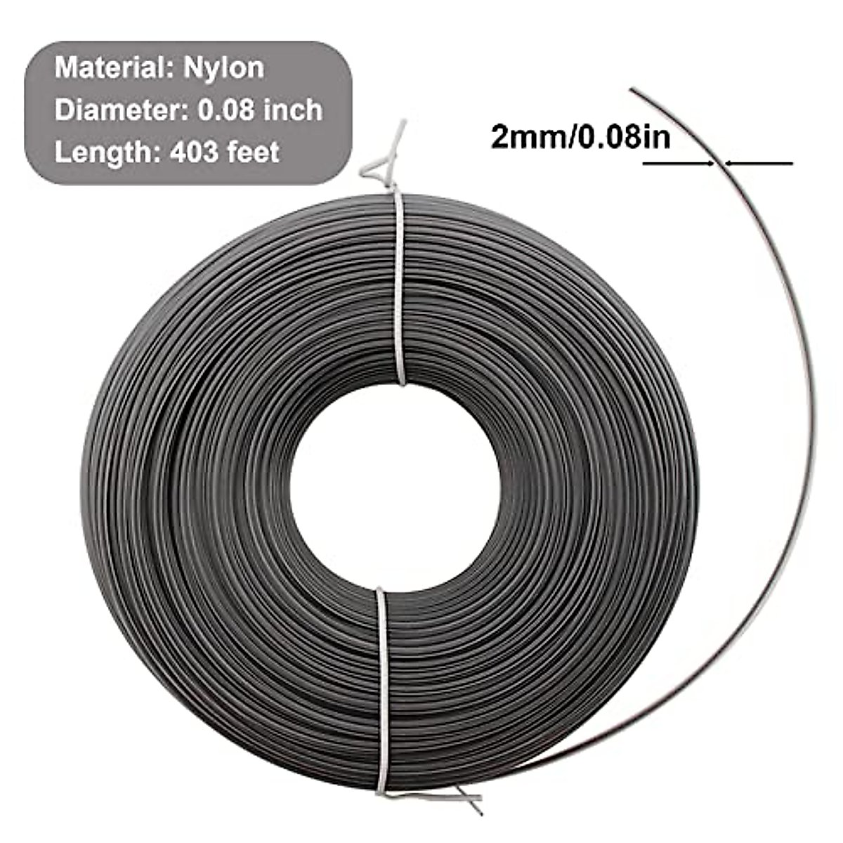 String Trimmer Line（0.080 inches x 403 foot）Premium Nylon Round Trimmer Spool Line For Worx，Grass Cutter Machine，Electric String Trimmers，Hus-qvarna, Ryobi, Echo, Weed Eater, Craftsman