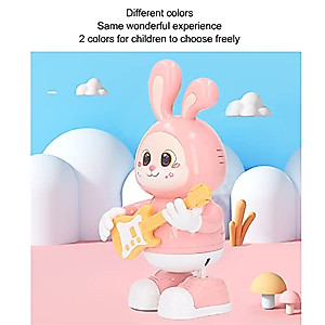 jerss Dancing Bunny Model ABS Robot Exquisite Dancing Bunny Model Electric Sound for Kids Party (Pink)