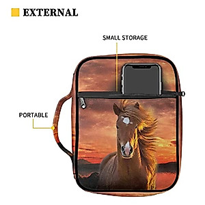 WELLFLYHOM Wild Horse Bible Cover for Women Large Size Bible Book Cover with Handle Bible Carrying Case Portable Bible Study Holder Church Bags Christian Gifts for Girls Kids