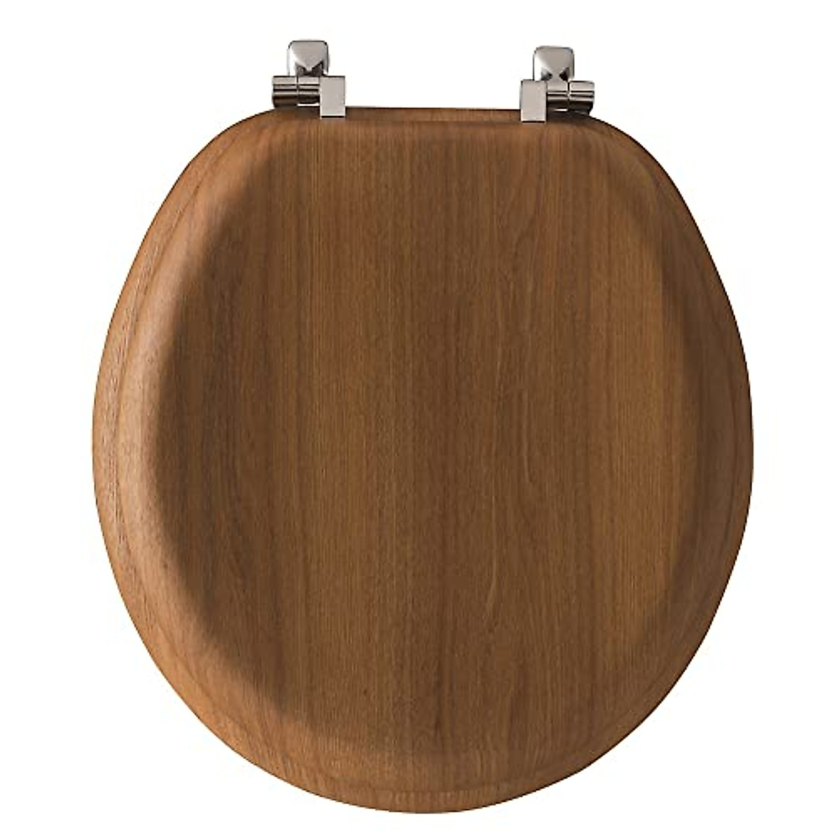 MAYFAIR 9601CP 378 Toilet Seat with Chrome Hinges, ROUND, Natural Oak Veneer
