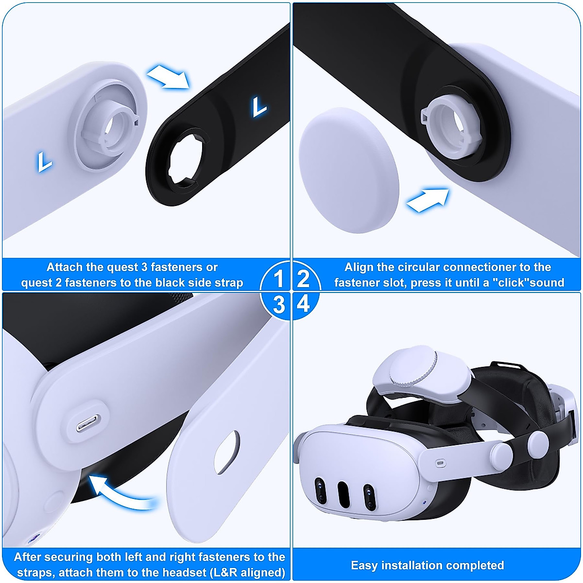 Kawaye Comfort Head Strap for Meta Quest 3S/Quest 3/Quest 2 Head Strap, Double Knobs Adjustable Elite Strap Replacement,VR Headset Accessories Strap Enhanced Support&Comfort&Reduce Pressure