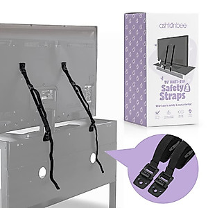 Baby Proof Furniture Safety Straps, Adjustable Wall Anchors and Earthquake Straps for Bookshelf and TV Stand, Baby Safety Products by Ashtonbee, Pack of 2