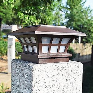 CZLZY Solar LED Pillar Lamp Outdoor Waterproof Post Light Simple ABS Material Small Square Column Light Villa Garden Wall Pedestal Light Gate Decorative Lighting Fixtures
