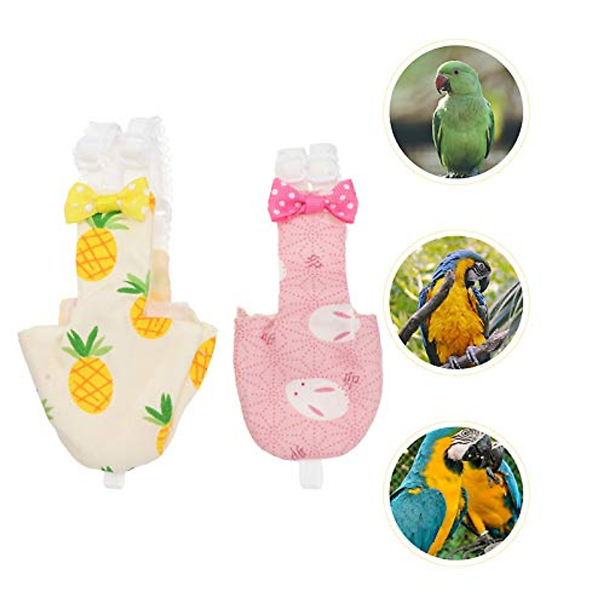 Baluue Bird Clothes, Flight Suit, Bird Diaper, 2pcs Bird Parrot Nappy, Cockatiel Diaper(Size S, Random Style)