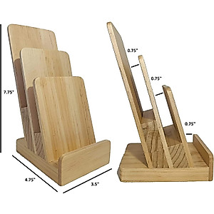 2Droids Elegant 3-Tier Pine Wood Literature Holder, Trifold Brochure Holder, Flyer Holder, Postcard Display and Countertop Wooden Display Stand [Pack of 2]