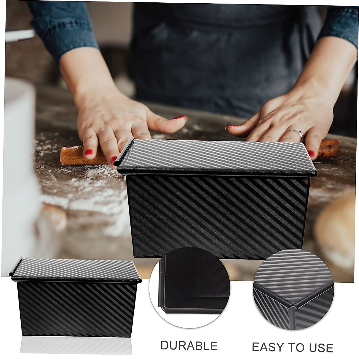 TIDTALEO Non-stick Bread Baking Mould Toast Box with Lid Carbon Steel Metal Bread Pan Toast Mold Bakeware