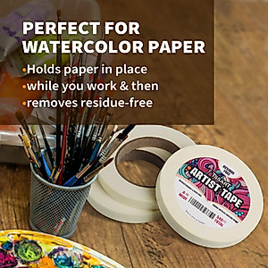 TSSART 3 Pack White Artist Tape - Masking Artists Tape for Drafting Art Watercolor Painting Canvas Framing - Acid Free 0.6inch Wide 540FT Long Total