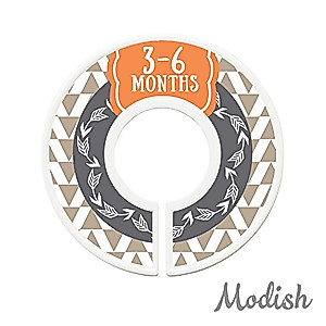 Modish Labels Baby Clothes Size Dividers, Baby Closet Organizers, Closet Size Dividers, Baby Closet Organizers, Clothes Organizer, Neutral, Boy, Woodland, Arrows, Nordic, Boho, Tan, Orange (Baby)