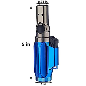 Butane Torch, Refillable Kitchen Cooking Blow Torch, 4 Jet Flame Lighter, Professional Adjustable Flame Mini Torch Lighter for Desserts, Soldering, BBQ and Baking (Butane Gas Not Included)