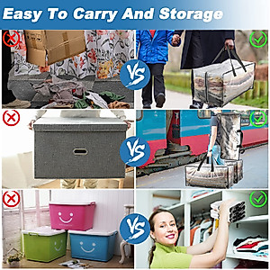 Rihim Moving Bags 90L - 4 Clear Heavy Duty Extra Large Storage Bags for Clothes - Packing Bags with Backpack Straps Strong Handles Zippers - College Travelling Christmas Storage Moving Totes