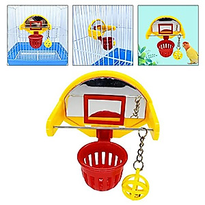 Qianly Bird Training Basketball Stacking Foraging Toy Cockatiel Cage Education Toy, Yellow, 93x50x110mm