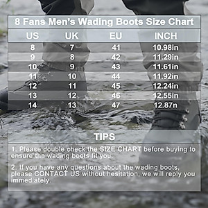 8 Fans Wading Boots for Men,Anti-Slip Rubble Sole Comfortable Durable Material Good for Fishing or Hunting Size13
