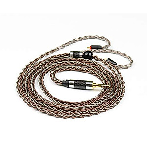 Senlee 8 Core Earphone Upgrade Cable Single Crystal Copper Sliver Foil Mixed Braided 2Pin Detachable Cable for 3.5MM Plug for C10 C16 KZ ZST ES4 AS06 ZS7 Earphones (3.5MM Plug, 2Pin)