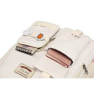 Hey Yoo Backpack for Girls Bookbag Cute School Bag College Middle High Elementary School Backpack for Teen Girls (White)