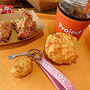 LEWOTE Airpods Silicone Case Funny Cute Cover Compatible for Apple Airpods 1&2[Simulation Food Series][Best Gift for Girls or Couples] (Fried Chicken Nuggets)