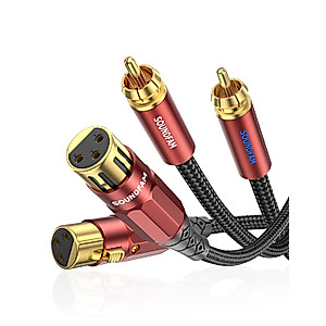 SOUNDFAM RCA to XLR Female Cable 10 Feet, 2 RCA Male to 2 XLR Female Phono Cable Adapter, Balanced 3pin XLR to Unbalanced RCA Speaker Cable for Amplifier Mixer Microphone - Wine Red…
