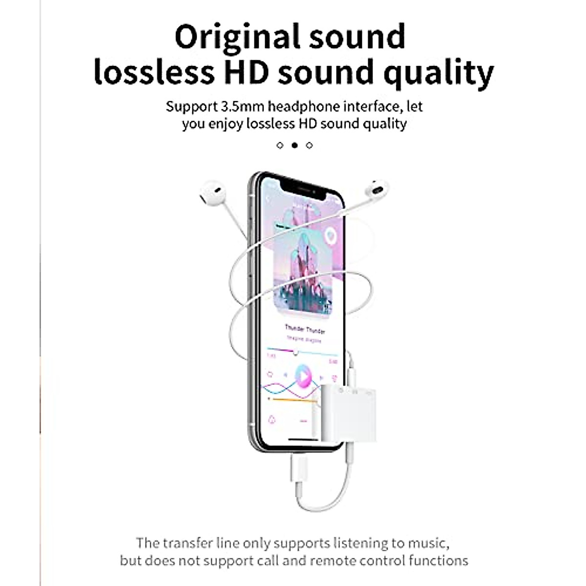 Compatible for iPhone Headphone Adapter 3.5mm AUX Audio Jack Charger Dongle Earphone Splitter Compatible with Lightning Male to USB Female OTG Power Charging Camera MIDI Connector for Apple for ipad